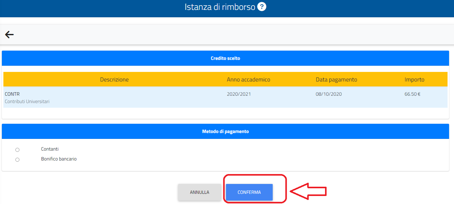 Istanza di Rimborso - Portale dello Studente
